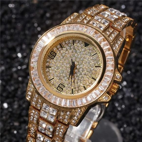 Accessories | Mens Gold Diamond Fully Iced Out Watch | Poshmark
